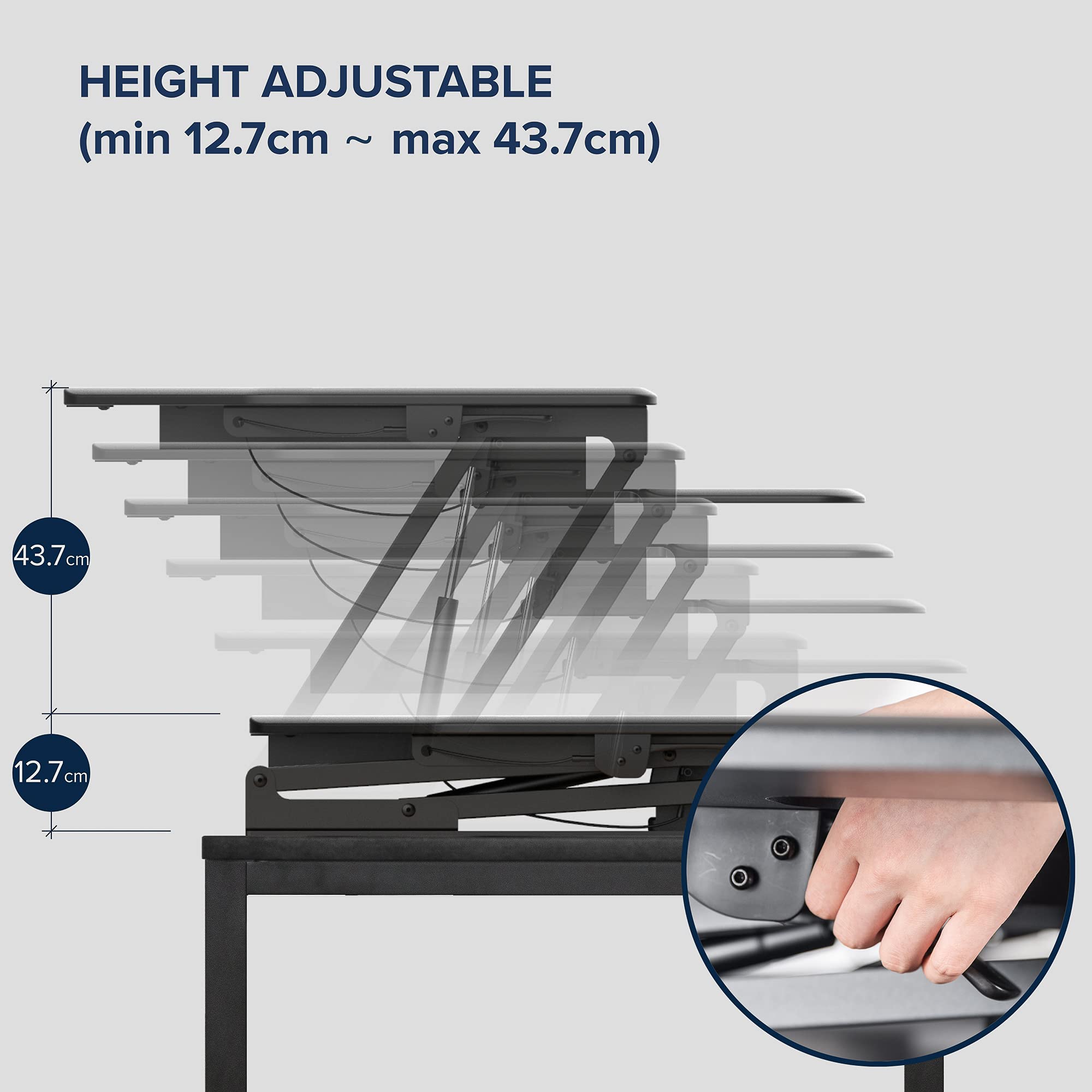 ZINUS Betsy 48 Inch Standing Desk with Adjustable Height / Desktop Workstation / Dual Monitor Desk Converter / No Assembly, Black