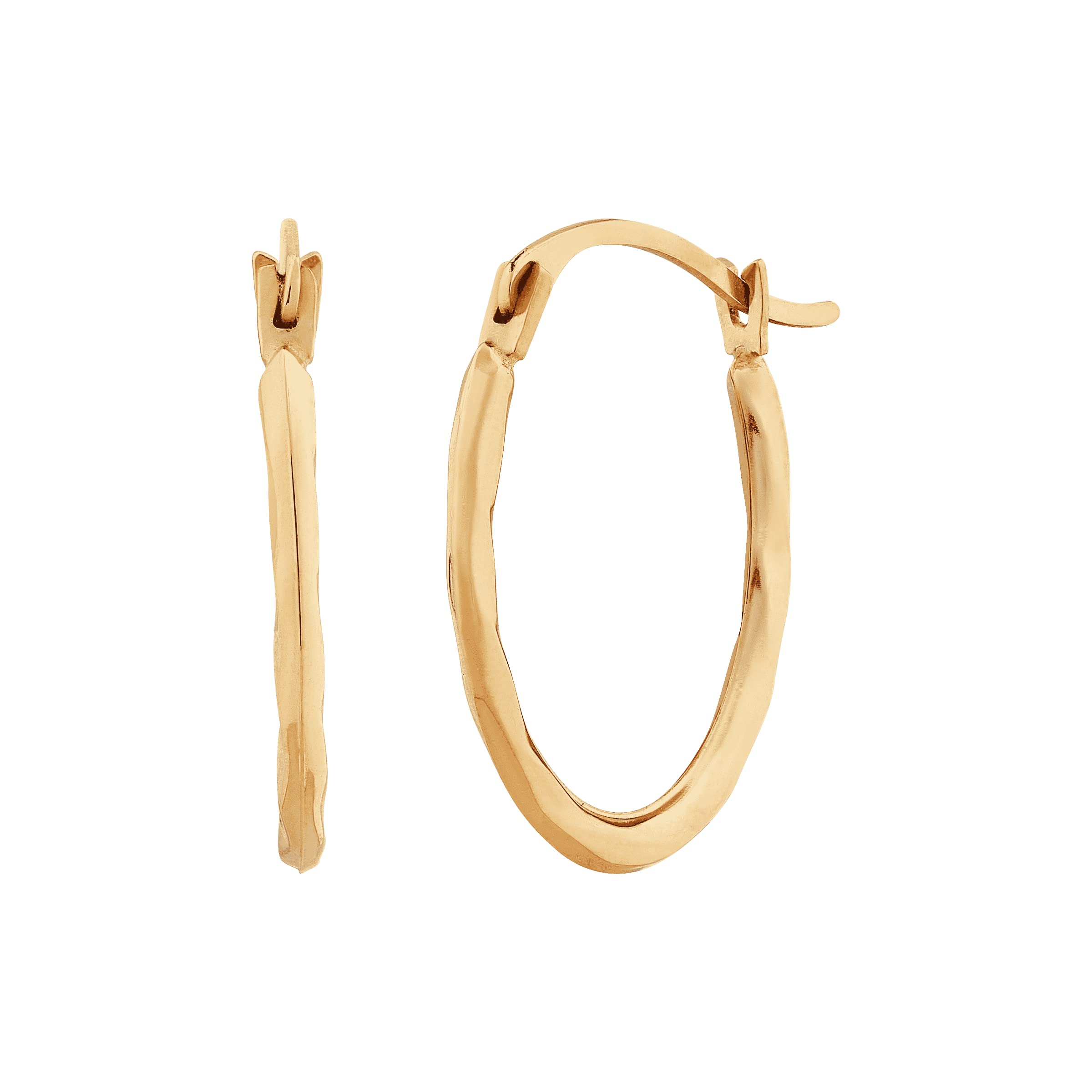 Welry Oval Twisted Hoop Earrings for Women, 14K Yellow Gold, Jewelry Gift Idea, 16mm