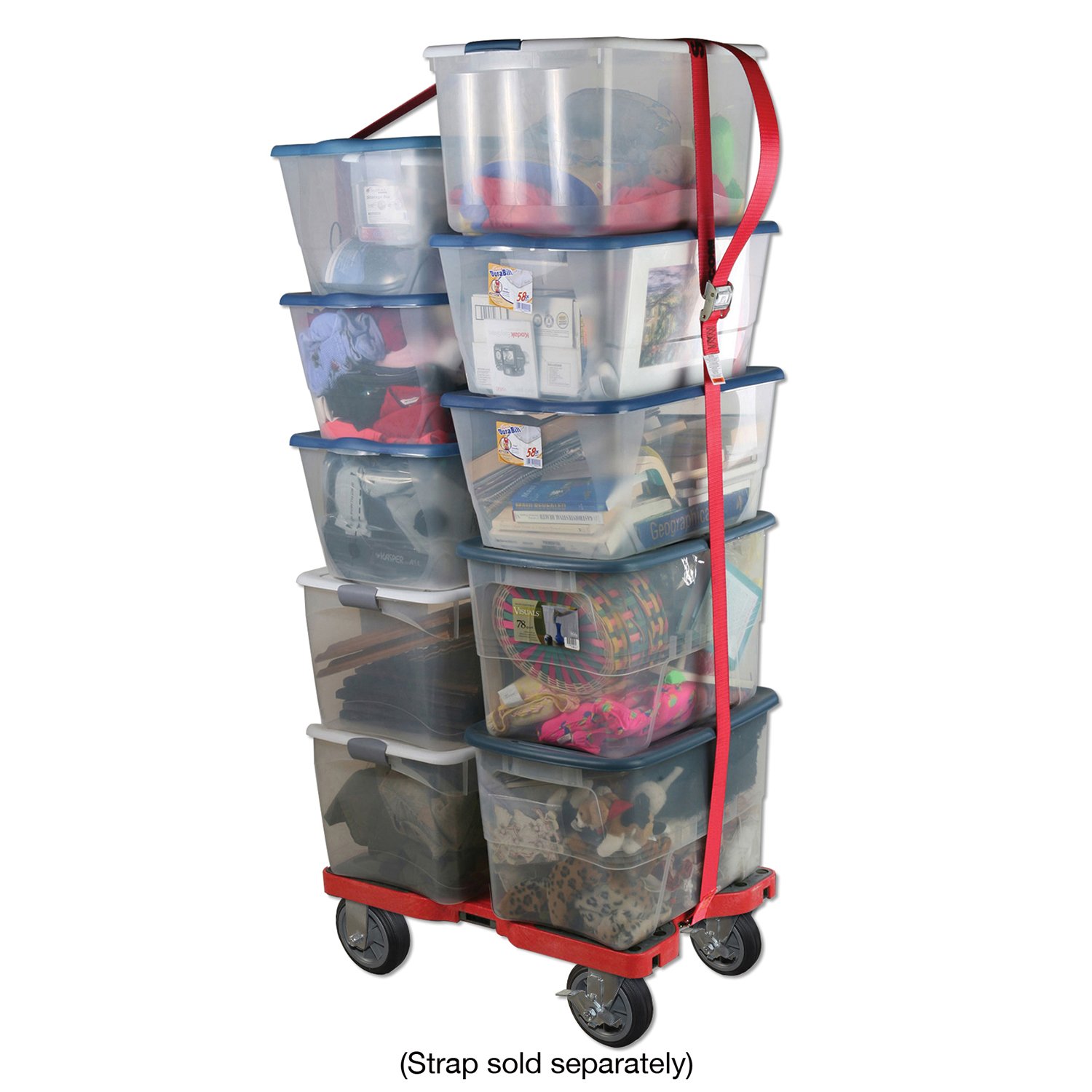 SNAP-LOC 1500 LB ALL-TERRAIN DOLLY RED (USA!) with Steel Frame, 6 inch Casters and optional E-Strap Attachment