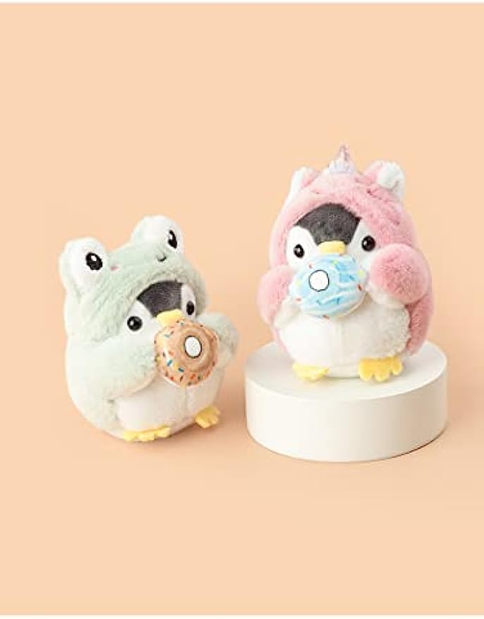 Tarieson Womens Cute Cosplay Donut Penguin Plush Pendant Keychains Keyring Gift Pendant Handbag Tote Girls Purse Backpack Decoration Accessories -Frog