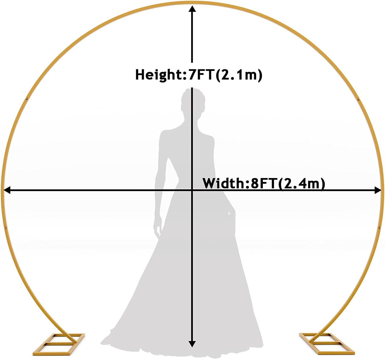 Wokceer Round Backdrop Stand 8FT Gold Wedding Arch Metal Circle Balloon Arch Stand for Birthday Party Wedding Bridal Shower Anniversary Ceremony Candy Tables Decoration