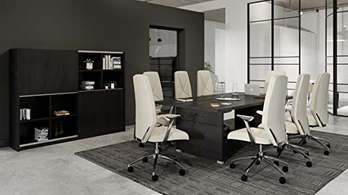 ZURI Furniture Ford Executive Rectangle Modern Conference Meeting Table - Black Oak