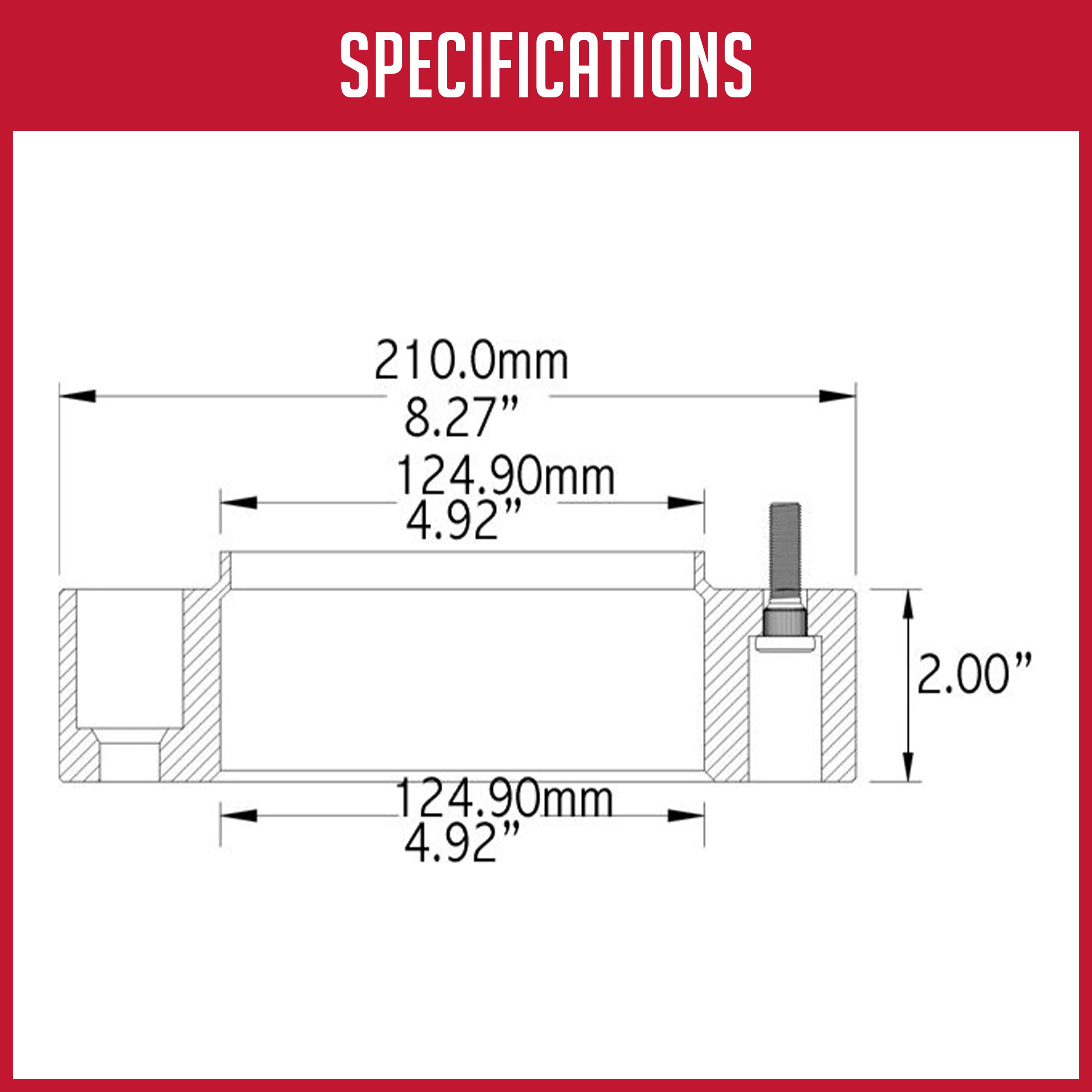 Wheel Accessories Parts 2 Pcs Hub Centric Wheel Spacers 8 on 170mm 2" Thick M14 x 1.5 Thread Stud 124.9mm Hub Fits 2003+ Ford F250 F350 Super Duty Single Rear Wheel | 03-05 Dually Rear Wheel Front