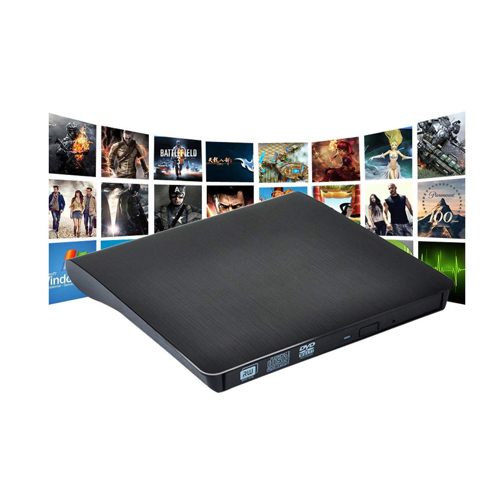 Xglysmyc USB 3.0 External CD/DVD Drive,Ultra-Thin Touch Portable High-Speed Data Transfer CD/DVD-RW Burner Player for Desktop Laptop Ultrabook Support Windows XP/7/8/10/Vista,Mac OS-Black
