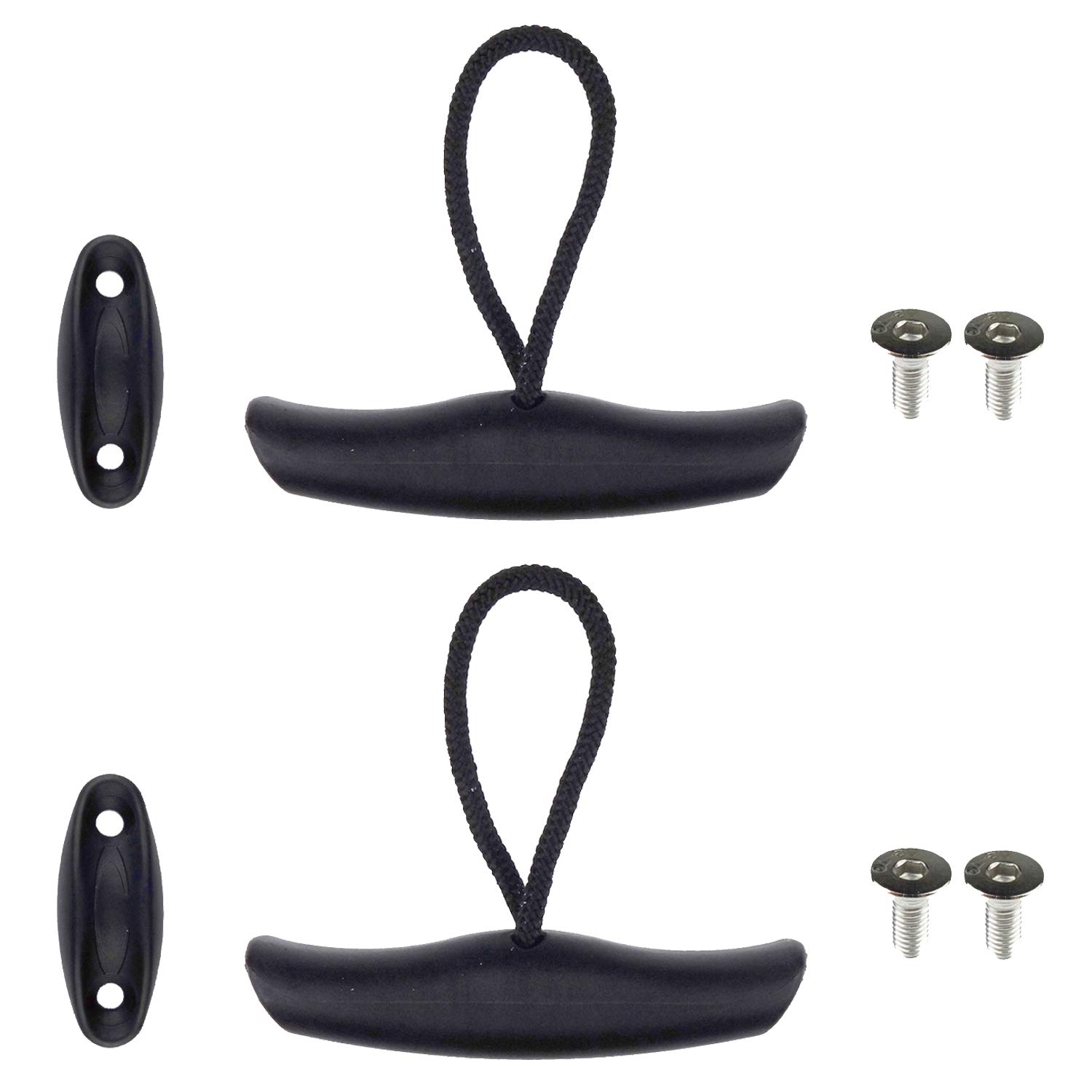 Zelerdo 4 Pack Kayak Carry Pull Handle T-Handle with Cord and Pad Eyes Screws