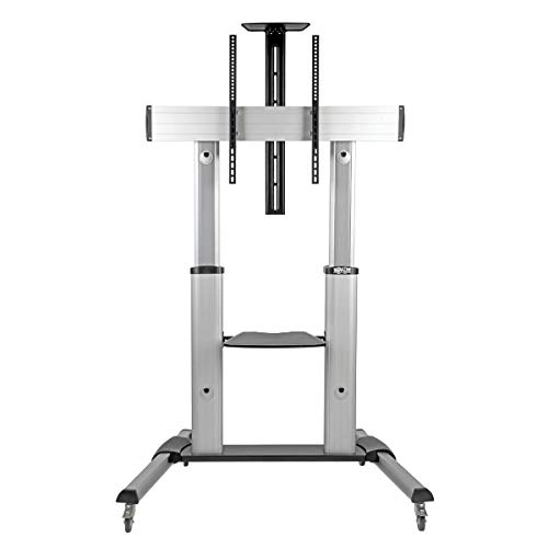 Tripp Lite Mobile TV Stand with Mount, for LED/OLED/LCD Flat Screen Monitors, 60β β 100β Televisions, Shelf & Locking Wheels, Silver, 5-Year Warranty (DMCS60100XX)