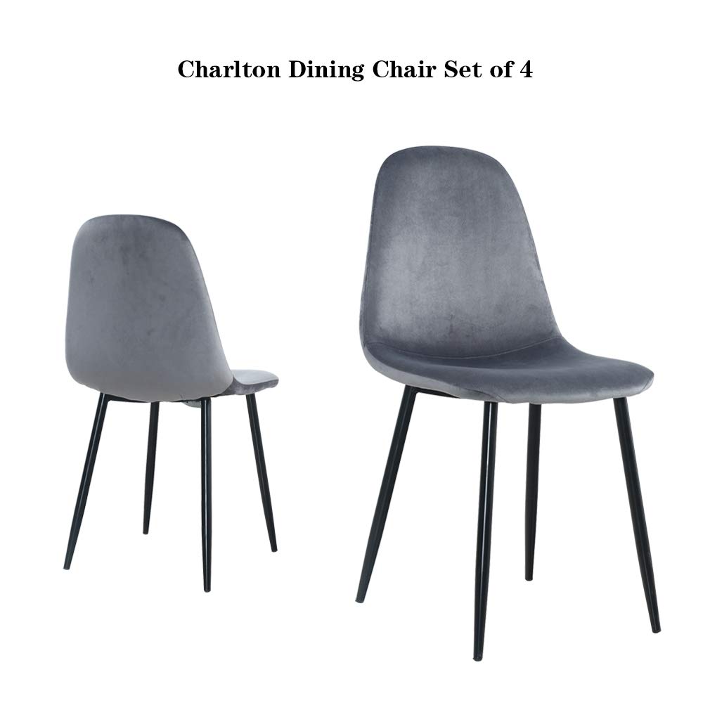 WENYU Dining Chairs Set of 4, Modern Side Chairs Mid Century Dining Room Chairs Set Fabric Retro Accent Chairs for Home - Deep Grey