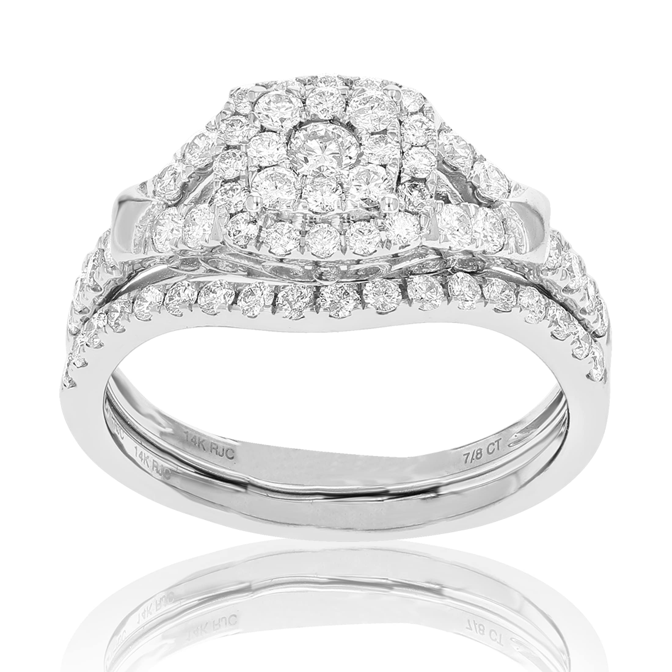 Vir Jewels 7/8 cttw Diamond Prong Set Wedding Engagement Ring Set 14K White Gold Bridal Size 6