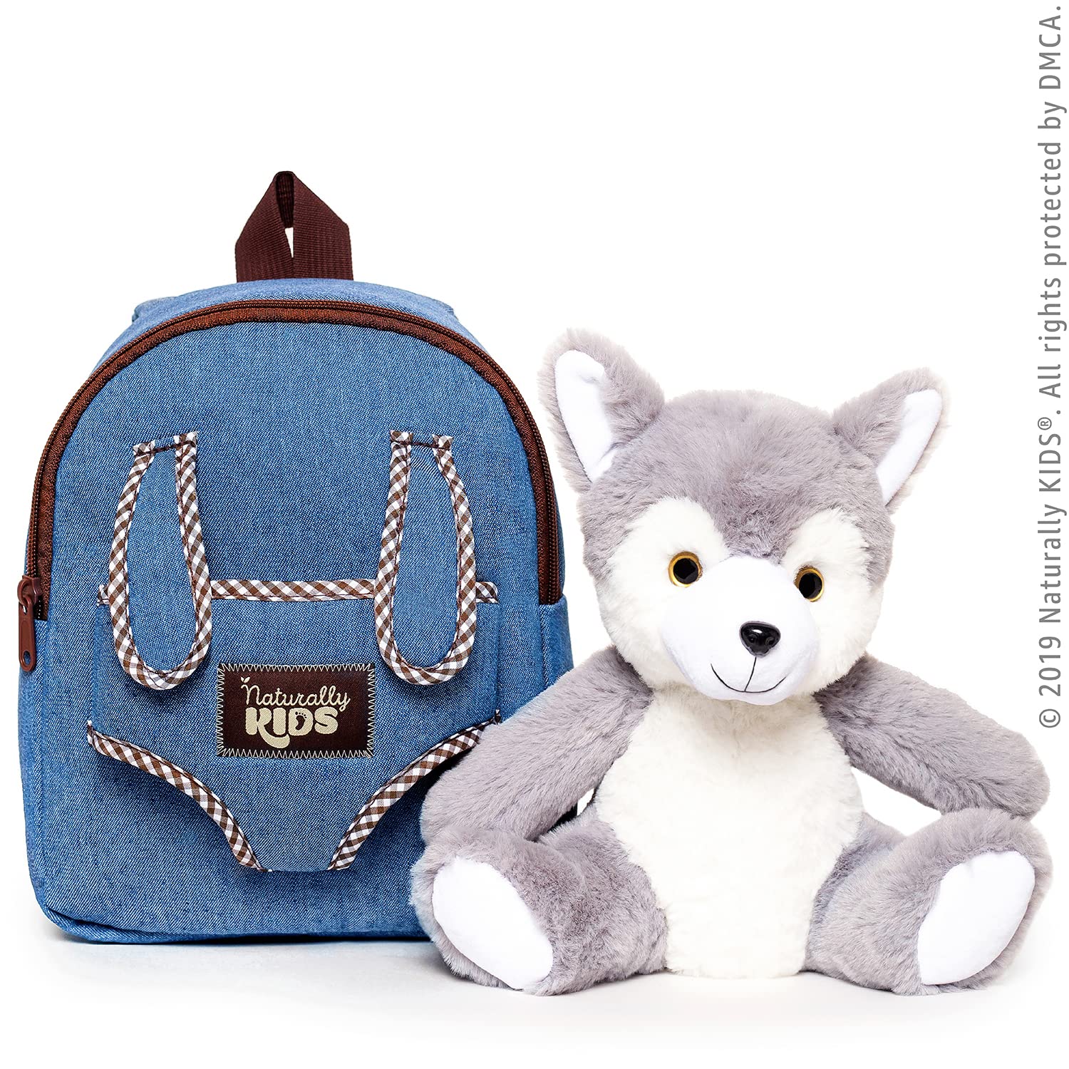 Wolf Backpack, Wolf Toys for Girls Boys, Wolf Stuffed Animal, Husky Toy for Kids