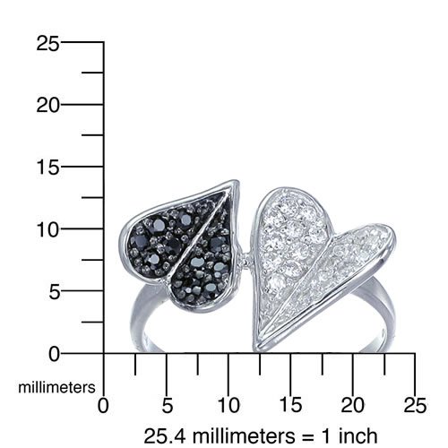 VIR JEWELS Cubic Zirconia Black Heart Ring in .925 Sterling Silver in Round Shape Prong Set Size 7