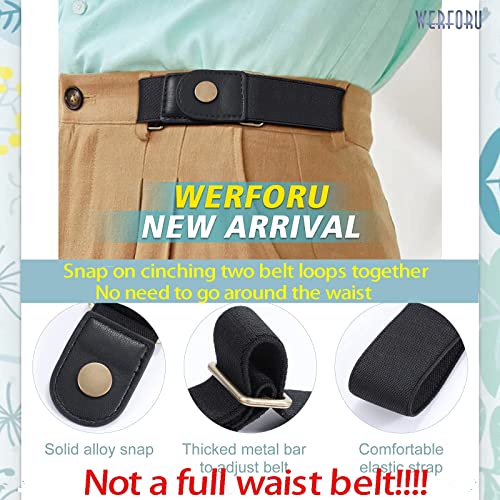 WERFORU Unisex 2 Pack Buckle Free Belt for Ladies Men 2 Loop No Buckle Stretch Belt for Jeans Pants, Black,Fits 2 loop distance : 3"-6β