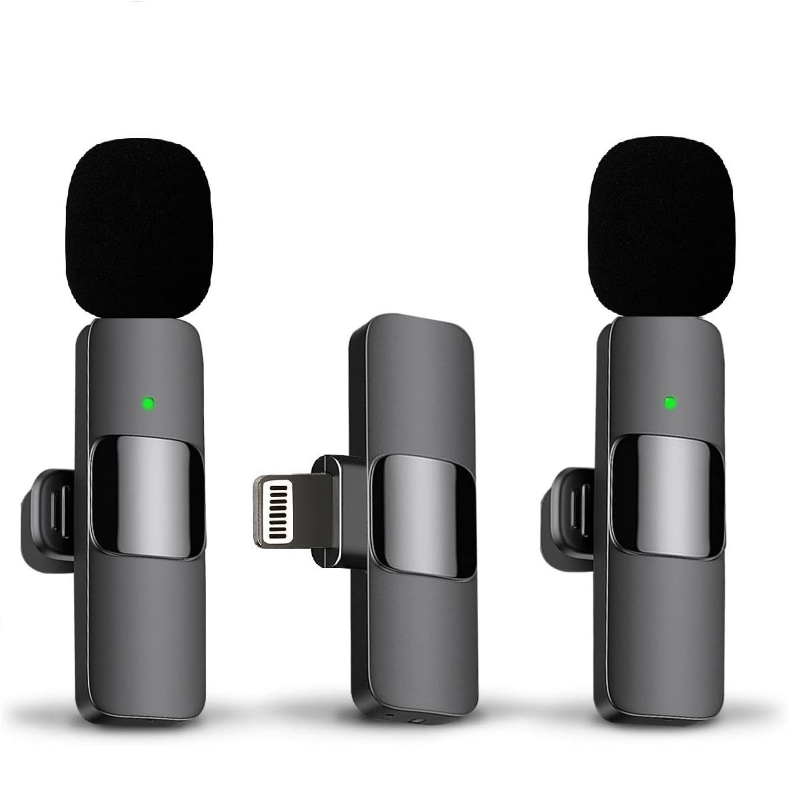Wireless Lavalier Microphone for iPhone iPad, with 2 Pack Plug-Play Omnidirectional Condenser Professional Wireless Lavalier Mic for YouTube TikTok Vlolg Interview Live Stream Video Recording