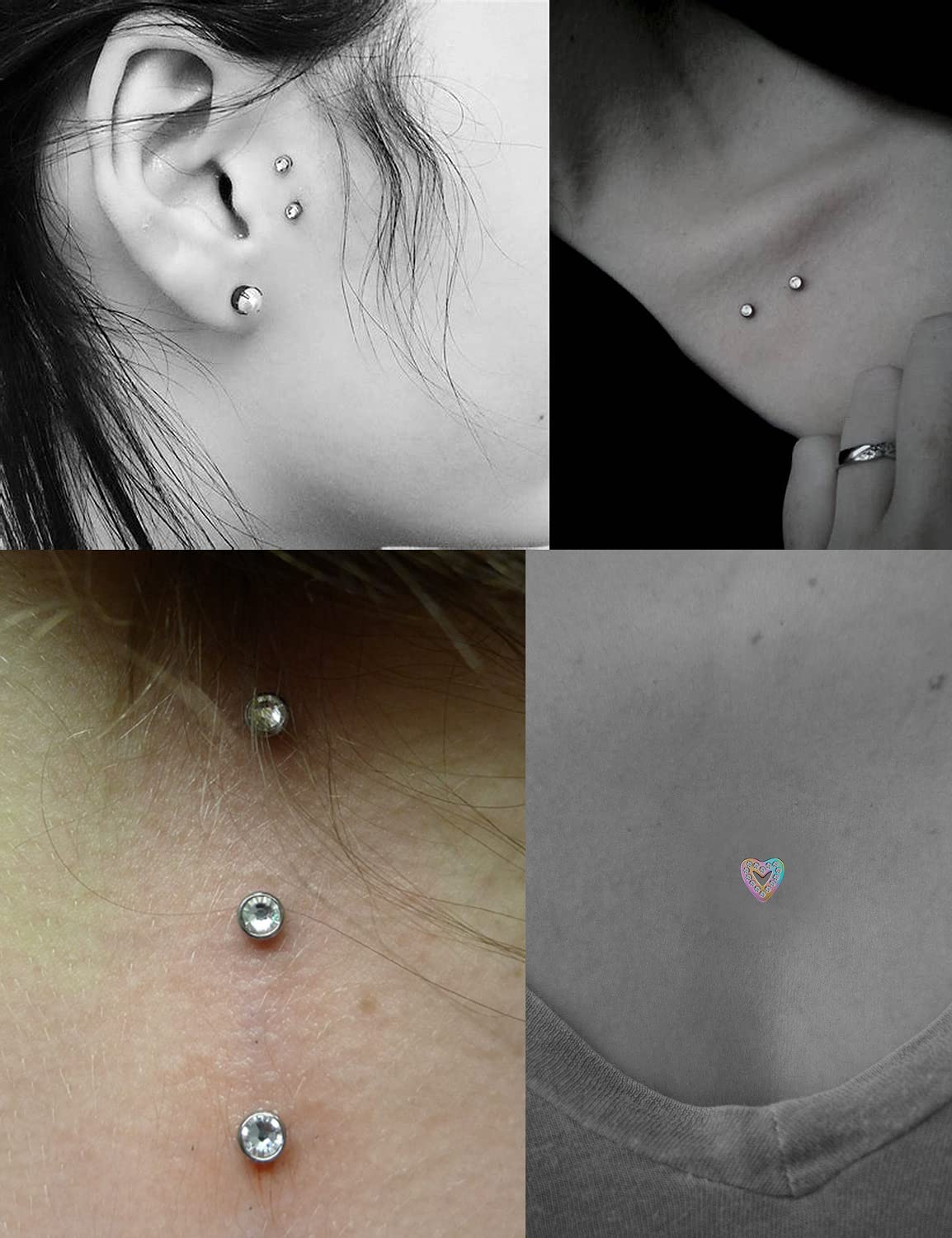 Vsnnsns 14G Dermal Piercing Jewelry Anchor Tops Dermal Tops Titanium Base Microdermals Piercing for Women Men Internally Threaded Dermal Anchor Tops CZ 2mm 3mm 4mm Ranibow