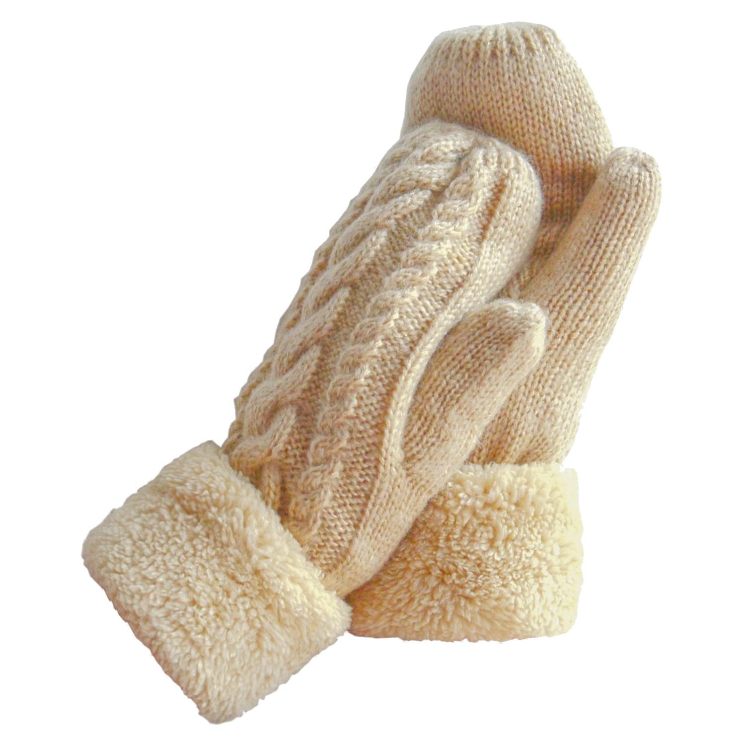Women's Winter Gloves Warm Lining - Cozy Wool Knit Thick Gloves Mittens in 11 color (gray)