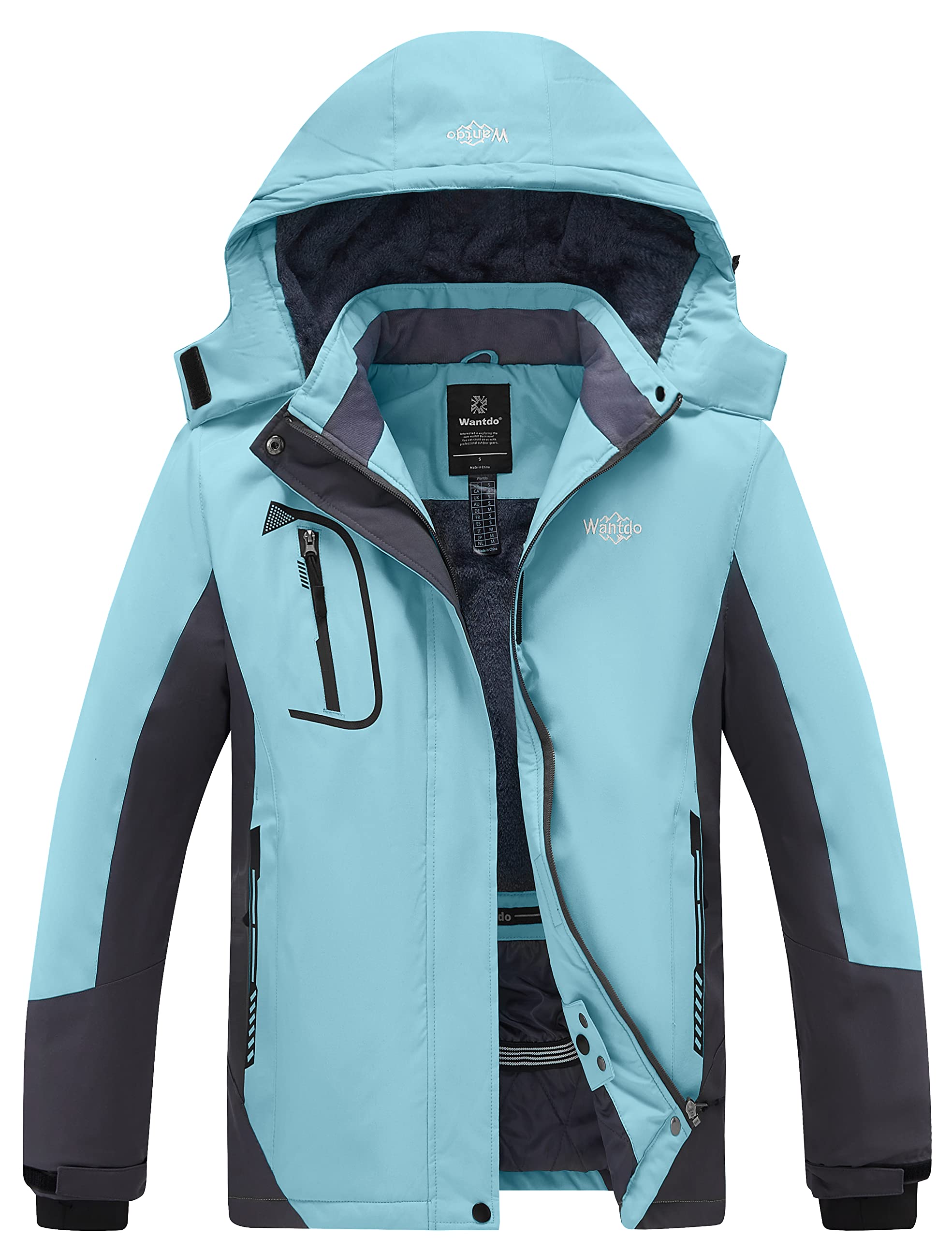 wantdo Women's Mountain Winter Snowboard Coat Waterproof Ski Jacket Pale Blue L
