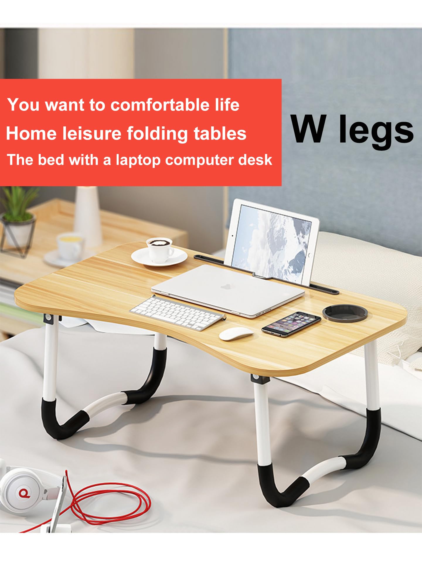 veimisecrts Laptop Lap Desk, Folding Table with Built-in Storage and Cup Holder,Lap Tray for Working, Studying and Leisure, Fits up to 23.6 inch Laptops