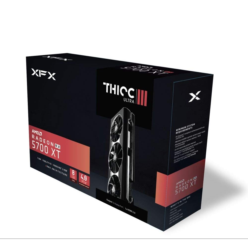 XFX RX 5700 Xt Thicc III Ultra 8GB Boost Up to 2025MHz GDDR6 3xDP HDMI Graphics Card (Rx-57XT8TBD8)