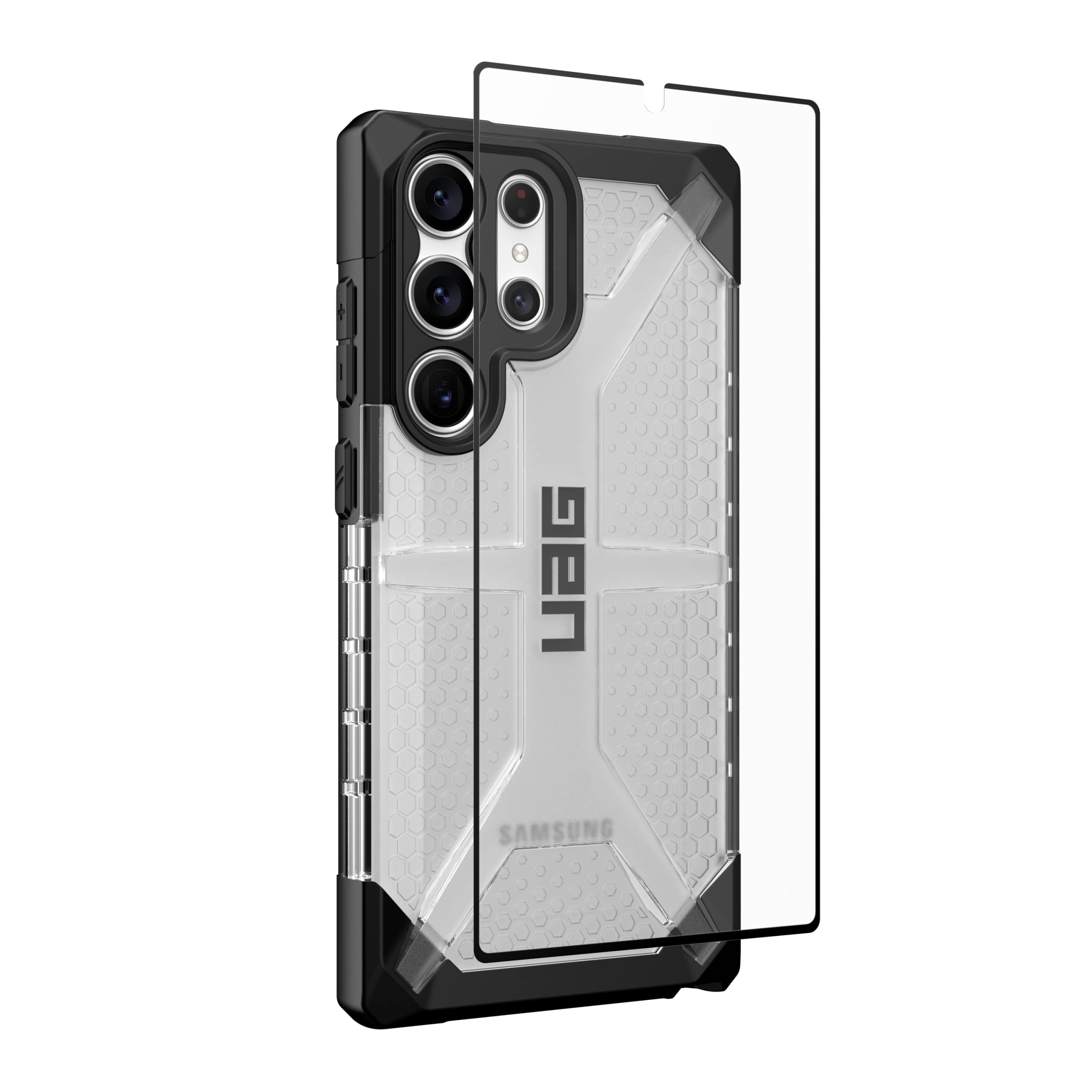 URBAN ARMOR GEAR UAG Designed for Samsung Galaxy S23 Ultra Case Protective Cover Plasma Ice + Premium Flex Shield Plus 6.8" Screen Protector 2in1 Bundle Pack
