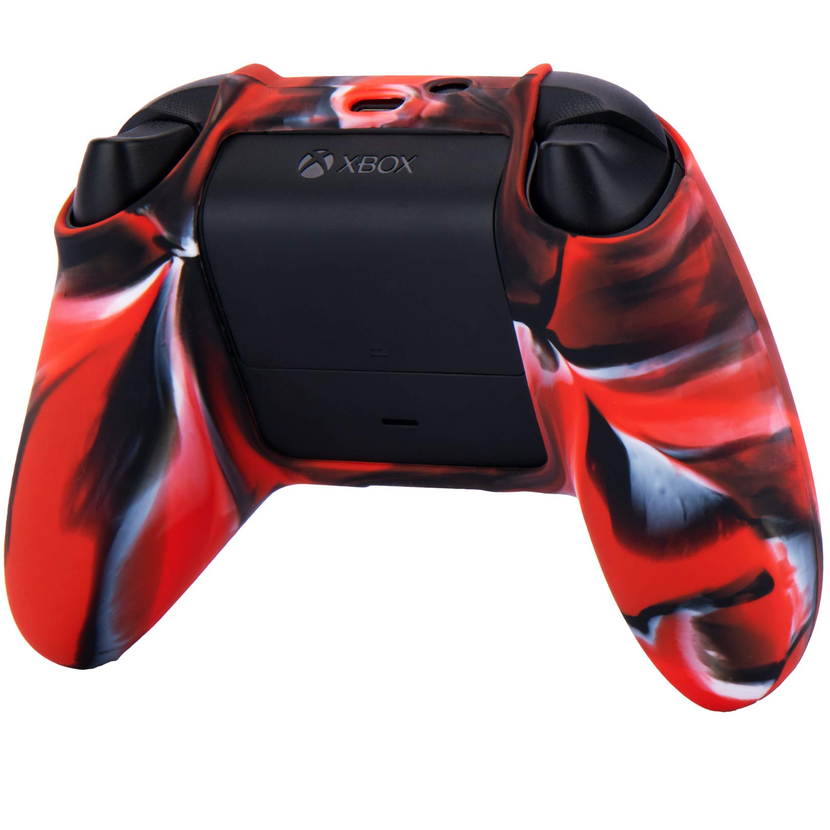 YoRHa Silicone Thickened Cover Skin Case for Xbox Series X/S Controller x 1(Camouflage Red) with Thumb Grips x 10