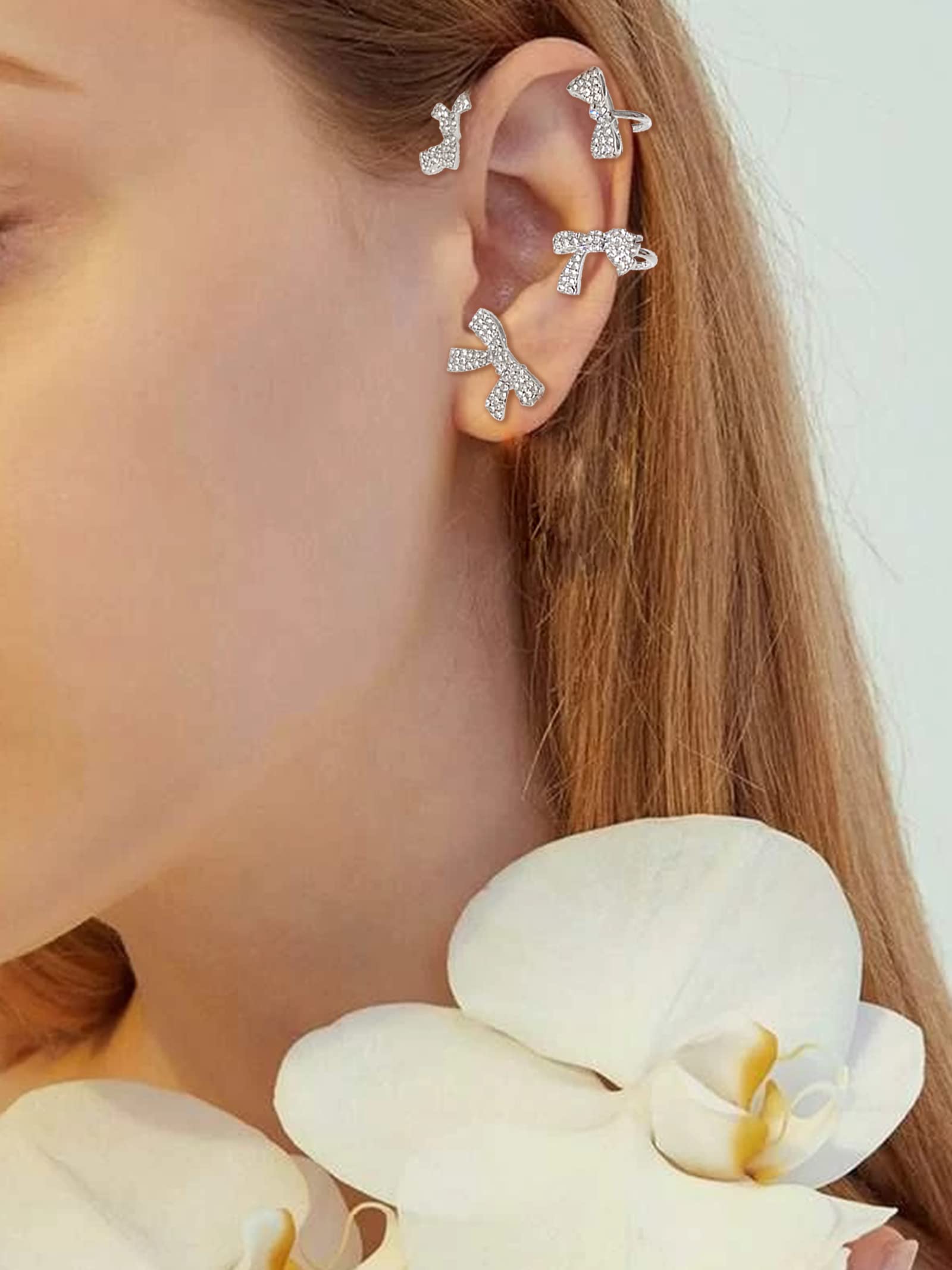 Zircon Butterfly Earrings for Women Butterfly Ear Cuff Wrap Crawler Earrings,Butterfly No Piercing Ear Clip Wrap Around Earrings