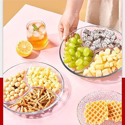 VejiA Fruit Basket for Kitchen Grid Plate Glass Fruit Plate Living Room Tea Table Sub Plate Household Snacks Candy Breakfast Plate Creative Side Dish Fruit Bowl/Fruit Bowls (Color