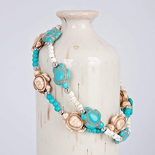 SPUNKYsoul 2 Pack Turtle Anklet Beachy Howlite Stretch - 2 Pack Beach Collection …