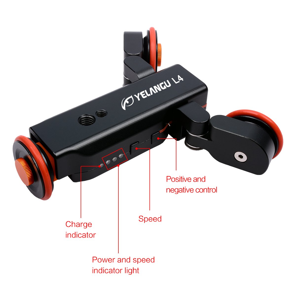 YELANGU Motorized Autodolly Video Slider with Remote, Rechargeable, 3 Speed Adjust for iPhone Camera Weight Up to 3kgs(Black) Shooting with Straight Lines and Surrounding Objects