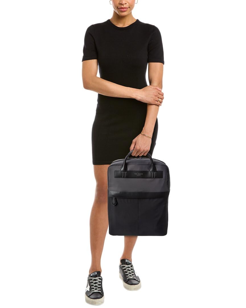 Ted Baker Warp Top Handle Canvas & Leather Backpack, Os, Black