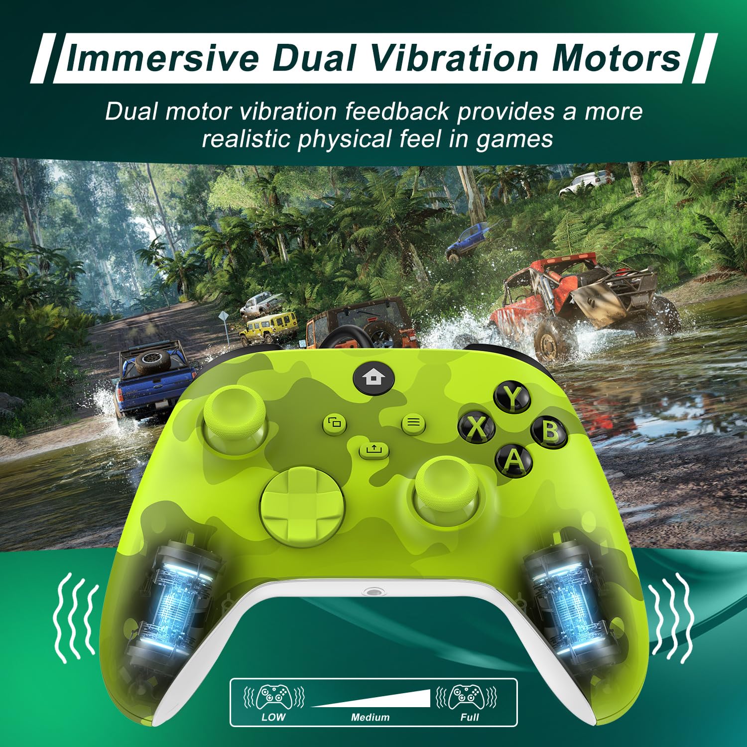 XUANMEIKE Wired Controller for Xbox Series X|S, Game Controller, Gamepad, Compatible with Xbox One, Xbox Series X/S, Windows 7/8/10/11 (Camo Electric Volt)