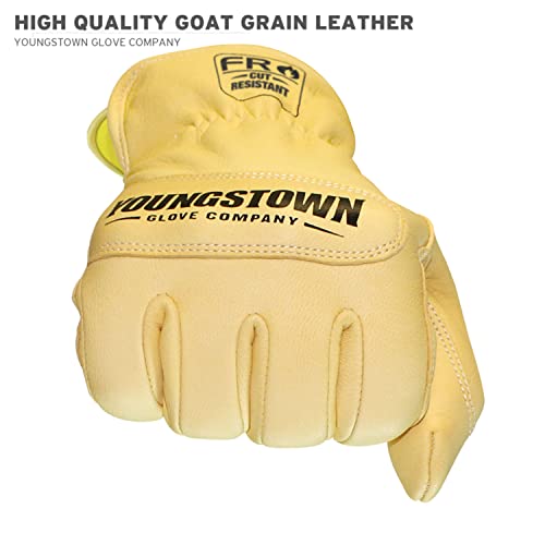 Youngstown Glove Leather Ground Utility Gloves for Men - Kevlar Lined - Cut, Puncture, Flame Resistant, Arc Rated, - Tan, X-Large