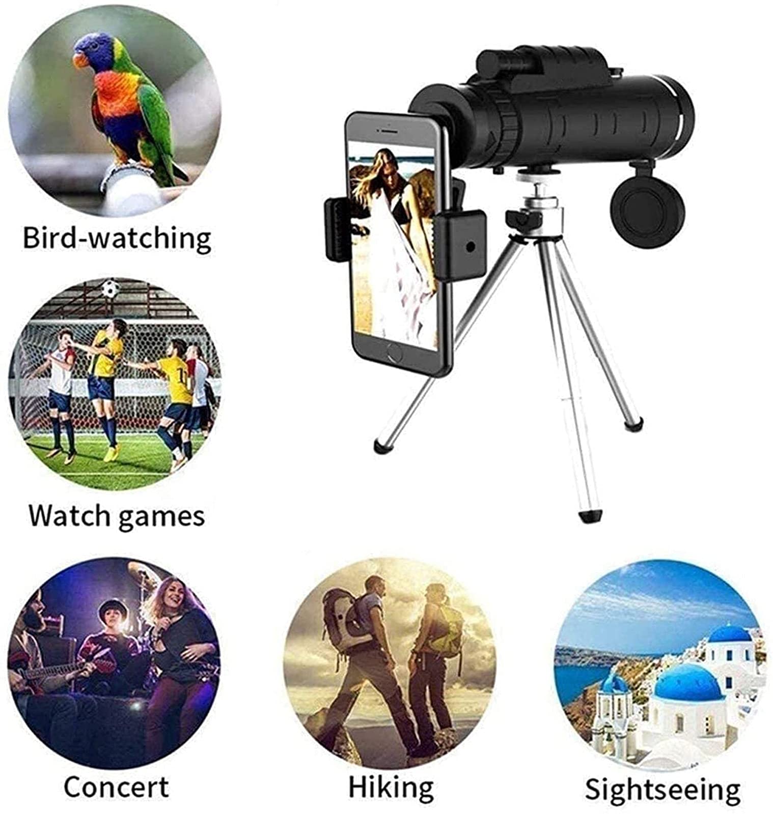 Telescope 40X60 High Performance HD Monocular with Smartphone Holder and Tripod Waterproof Monocular with Durable and Clear FMC BAK4 Prism Dual Focus