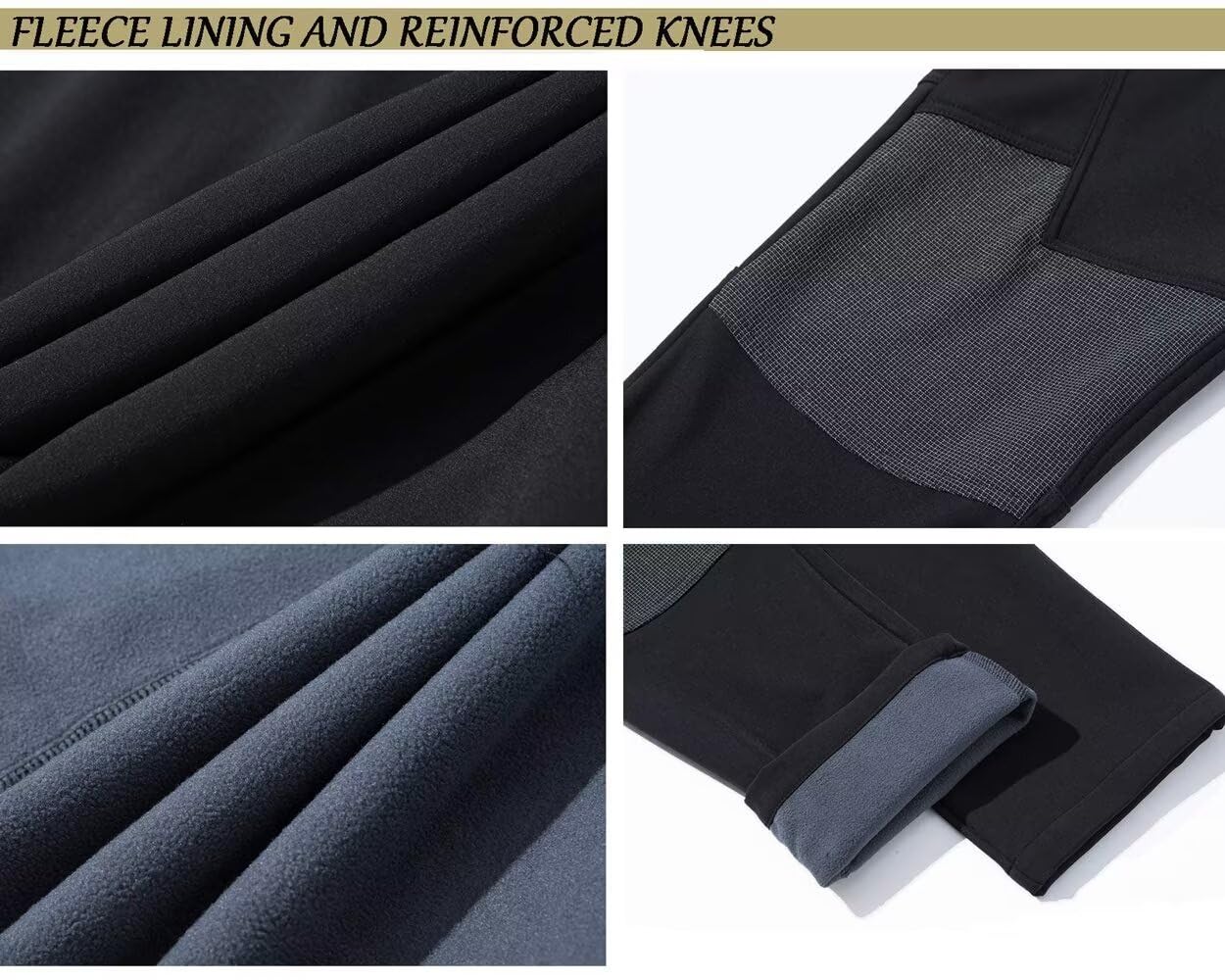 TACVASEN Mens Fleece Pants Outdoor Pants Cold Weather Pants Mens Water Resistant Hiking Pants Warm Pants Tactical Softshell Pants
