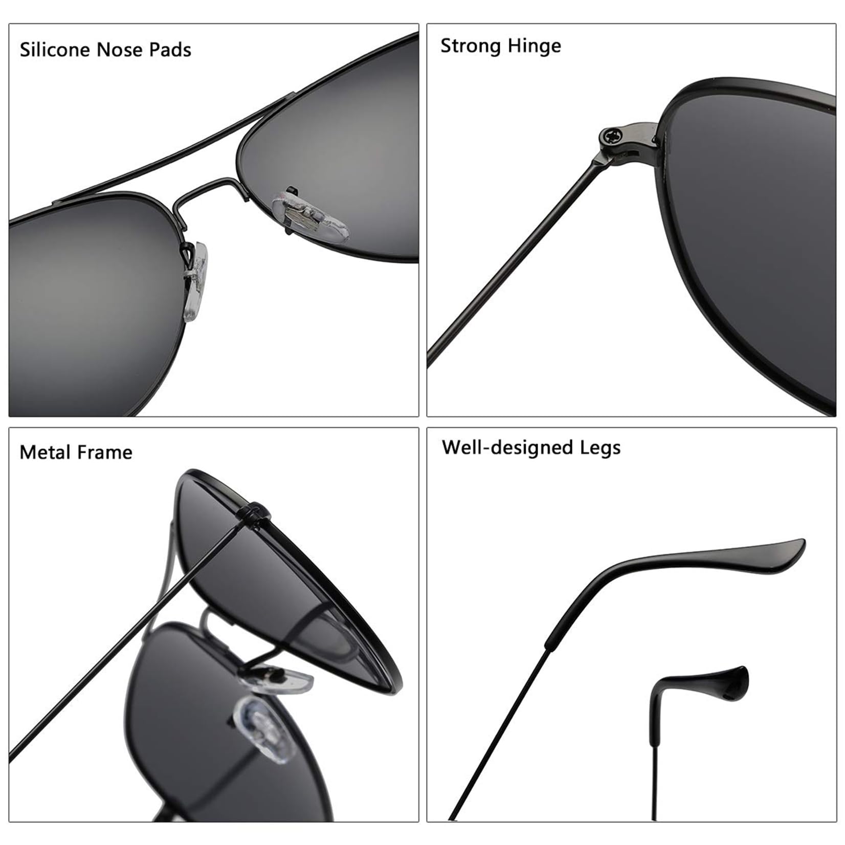 Ziwanule Polarized Aviator Sunglasses for Men Metal Mens Sunglasses Driving Unisex Classic Sun Glasses for Men/Women Black