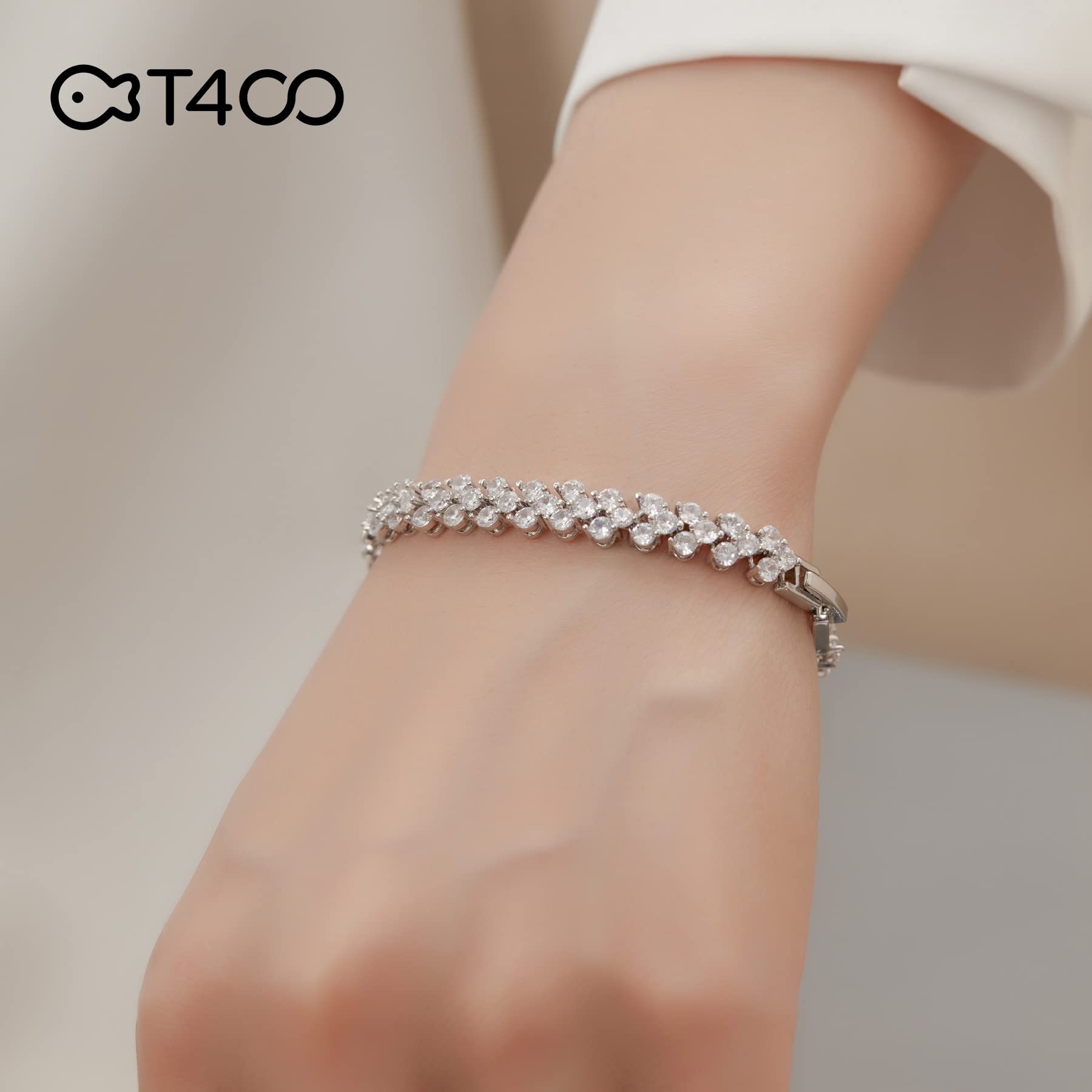 T400 Tennis Bracelet for Women AAA Cubic Zirconia Wedding Gift for Brides Bridesmaid