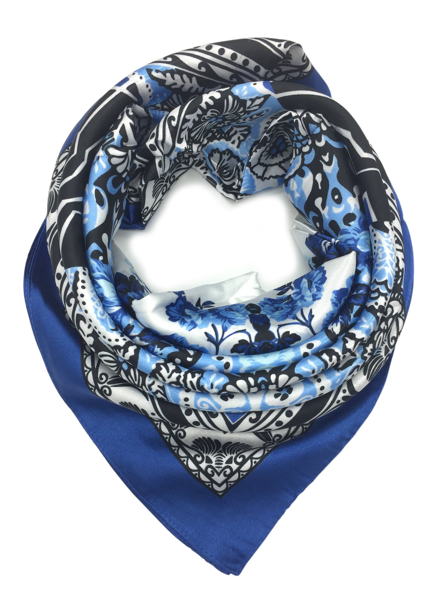 YOUR SMILE Silk Like Scarf Women's Fashion Pattern Large Square Satin Headscarf Head Dress (206)