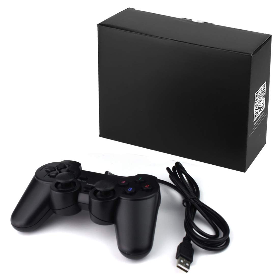 SQDeal USB Wired Joystick Gamepad Gaming Pad Controller With Double Vibration Feedback Motors for PC Computer Laptop Window (Black)