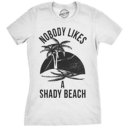 Womens Shady Beach Funny Shirts Cute Vacation Vintage Novelty Hilarious T Shirt Funny Womens T Shirts Funny Sarcastic T Shirt Women's Novelty T Shirts White - XL