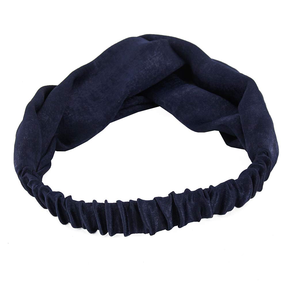 Yeshan Women's Criss cross Silk Satin Headbands Elastic Twisted Head Wrap Knotted Hair Band,pack of 8