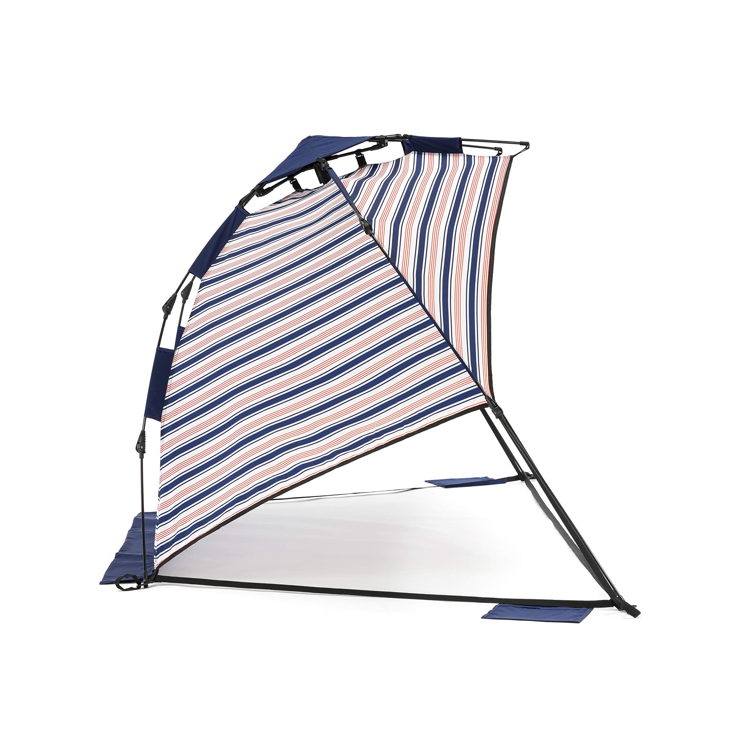SlumberTrek Adventure 2 Portable Pop Up Open Canopy Outdoor Beach Sun Shelter Tent, Red White and Blue