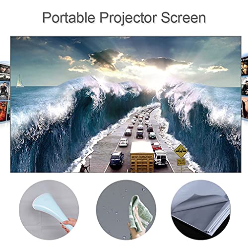 XINGTU 80-Inch Portable Projector Screen 16:9 Frameless Video Projection Screen Foldable Wall Mounted for Home Theater Office Movies (Size : 80 inch)
