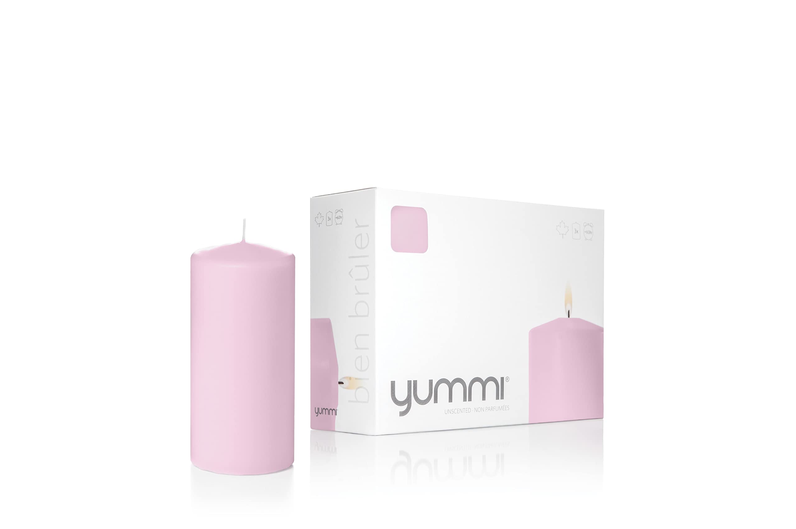 Yummi 3" x 6" Blush Round Pillar Candles - 3 per pack