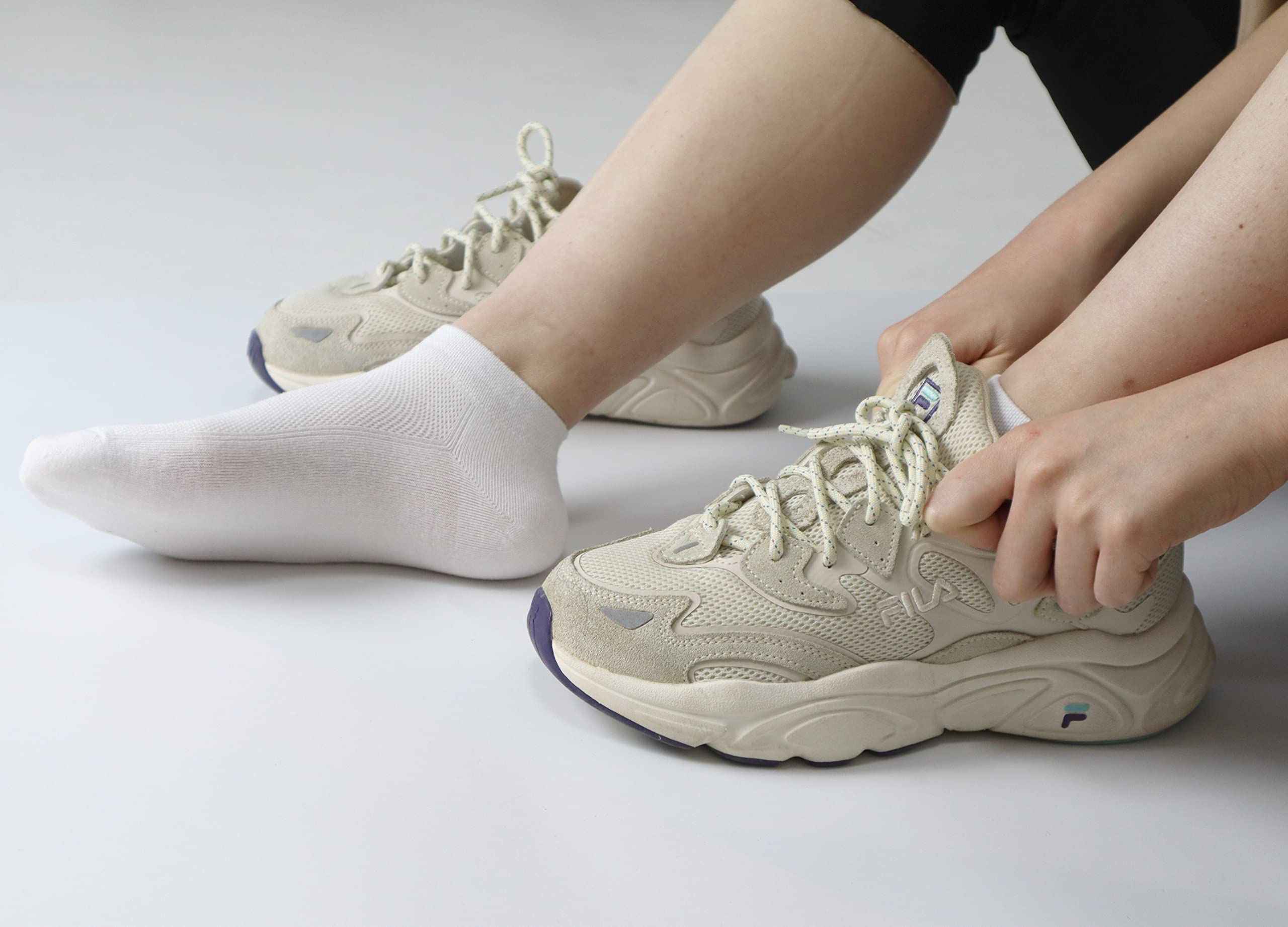 Women Ankle Soft Ultra Thin Mesh Beathable Viscose Bamboo Anti Odor Summer Cool Socks Low Cut Sock 5 Pairs,4-8/9-11(White, Medium)