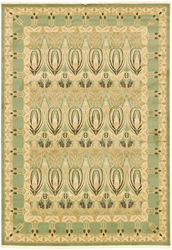 Unique Loom Edinburgh Collection Area Rug - Canmore (7' 1" x 10' Rectangle, Light Green/ Cream)