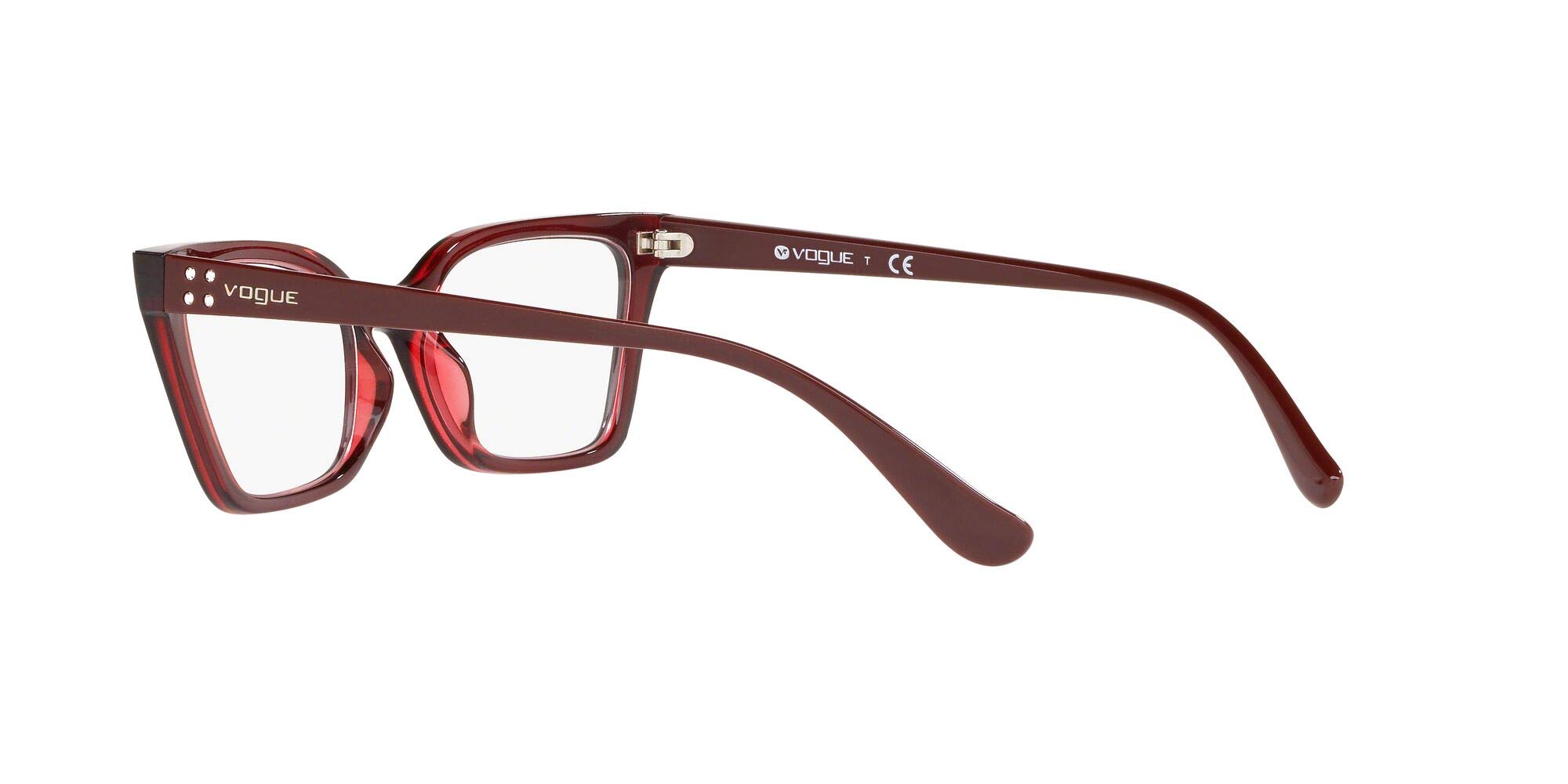 Vogue Eyewear Women's Vo5275b Rectangular Prescription Eyeglass Frames, Top Bordeaux/Transparent/Demo Lens, 52 mm