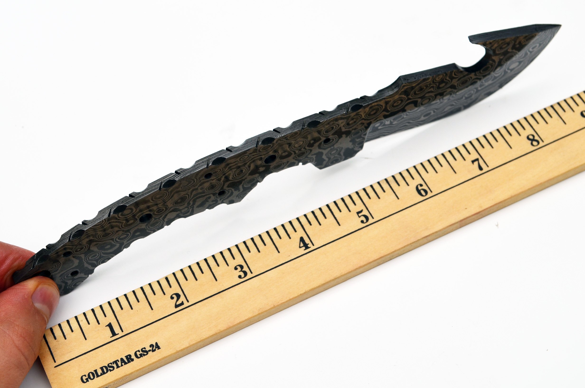 Whole Earth Supply Damascus Guthook High Carbon Steel Large Blank Blanks Blade Hunting Knife Knives Making