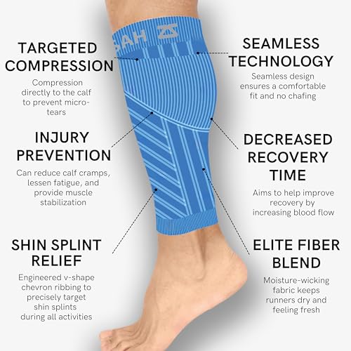 Zensah Running Leg Compression Sleeves β Shin Splint, Calf Compression Sleeve, Made in USA for Sports, Travel, Men and Women (Black, Small/Medium)