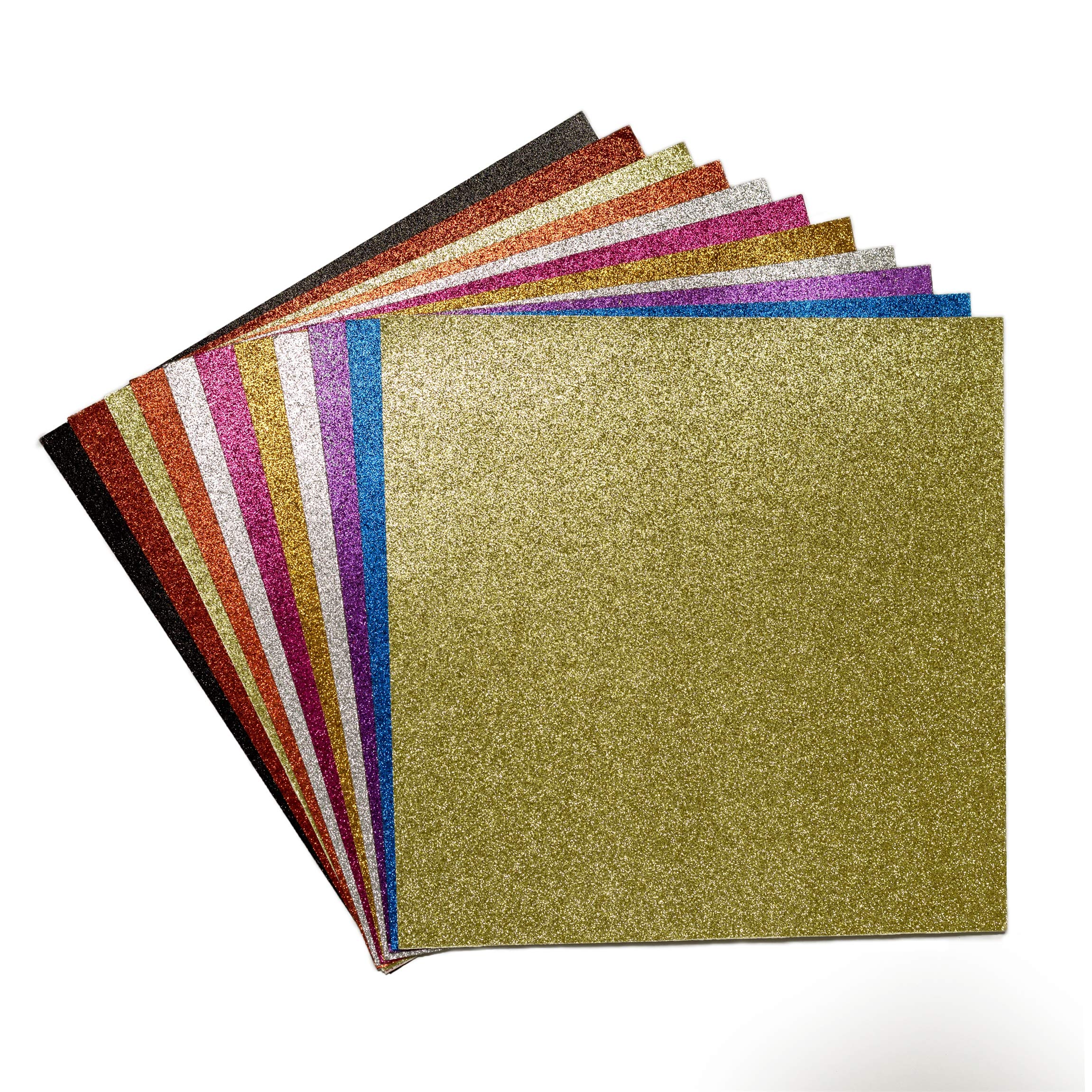 YZH Crafts Glitter Cardstock Paper,No-Shed Shimmer Glitter Paper,Crafting Assorted Glitter Paper Pad 12 Inch by 12 Inch 12 Sheets,250GSM, (Mix B)