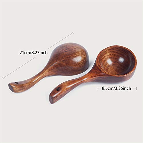 ZAINEE Shower Cup, Bathroom Multipurpose Portable Long Handle Thickened Cooking Spoon Solid Wood Water Scoop Restaurant Wash Rice Kitchen Utensil