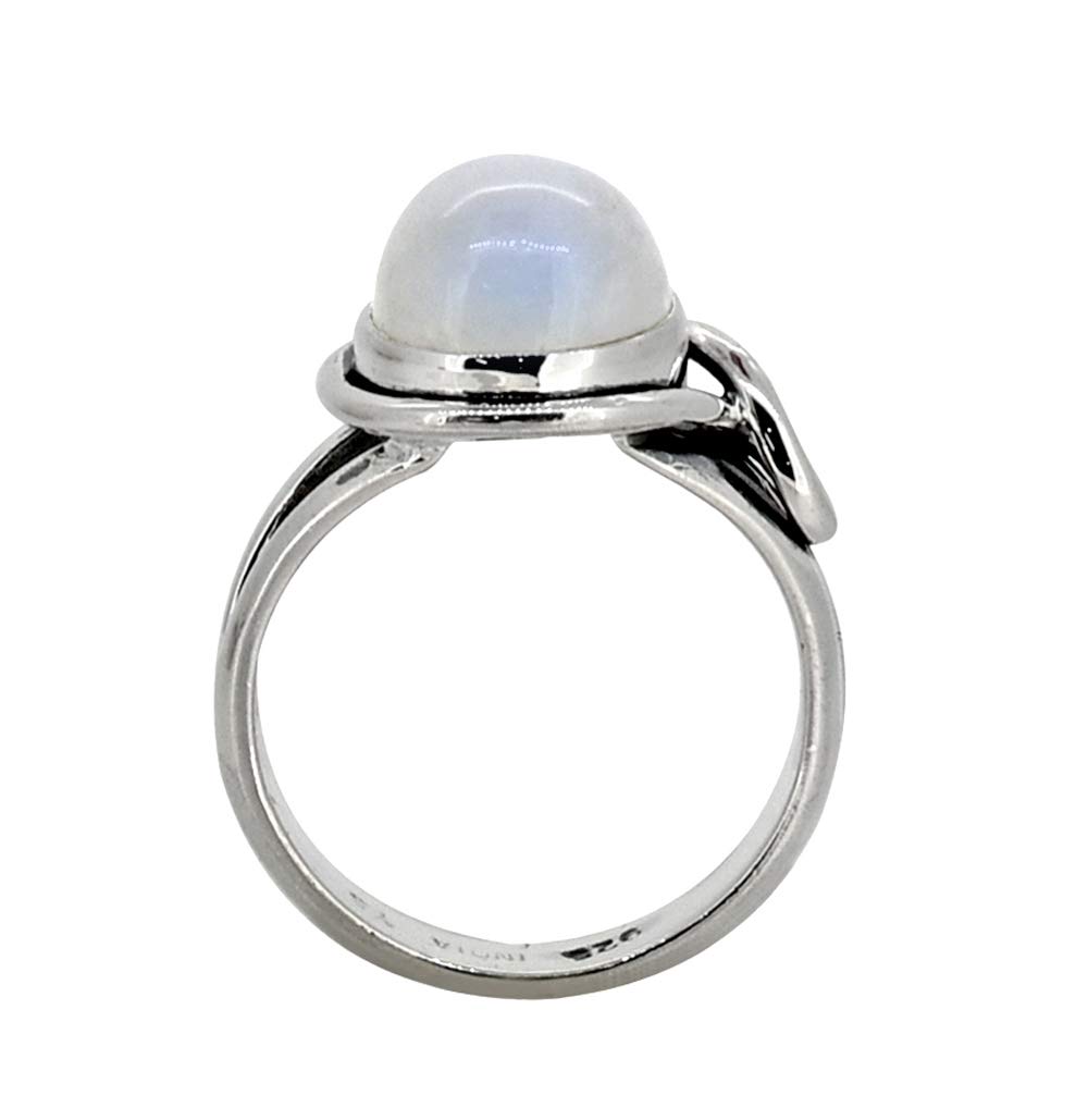 YoTreasure 10x12 MM Rainbow Moonstone in 925 Sterling Silver Solitaire Ring