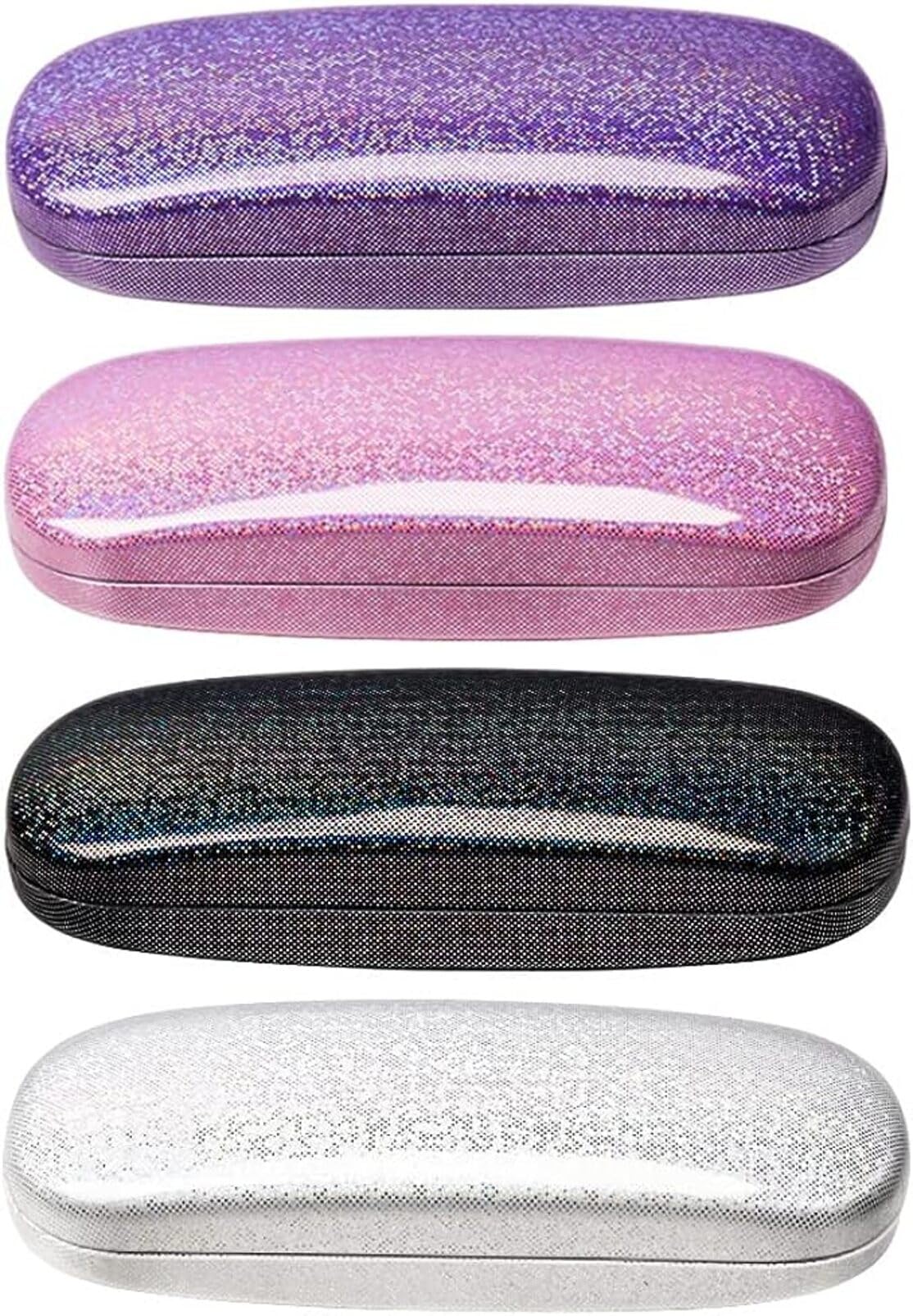 ZONLY Eyeglasses Case,(4 Piece) Unisex Hard Shell Eyeglasses Cases Protective Case For Glasse (Glitter)